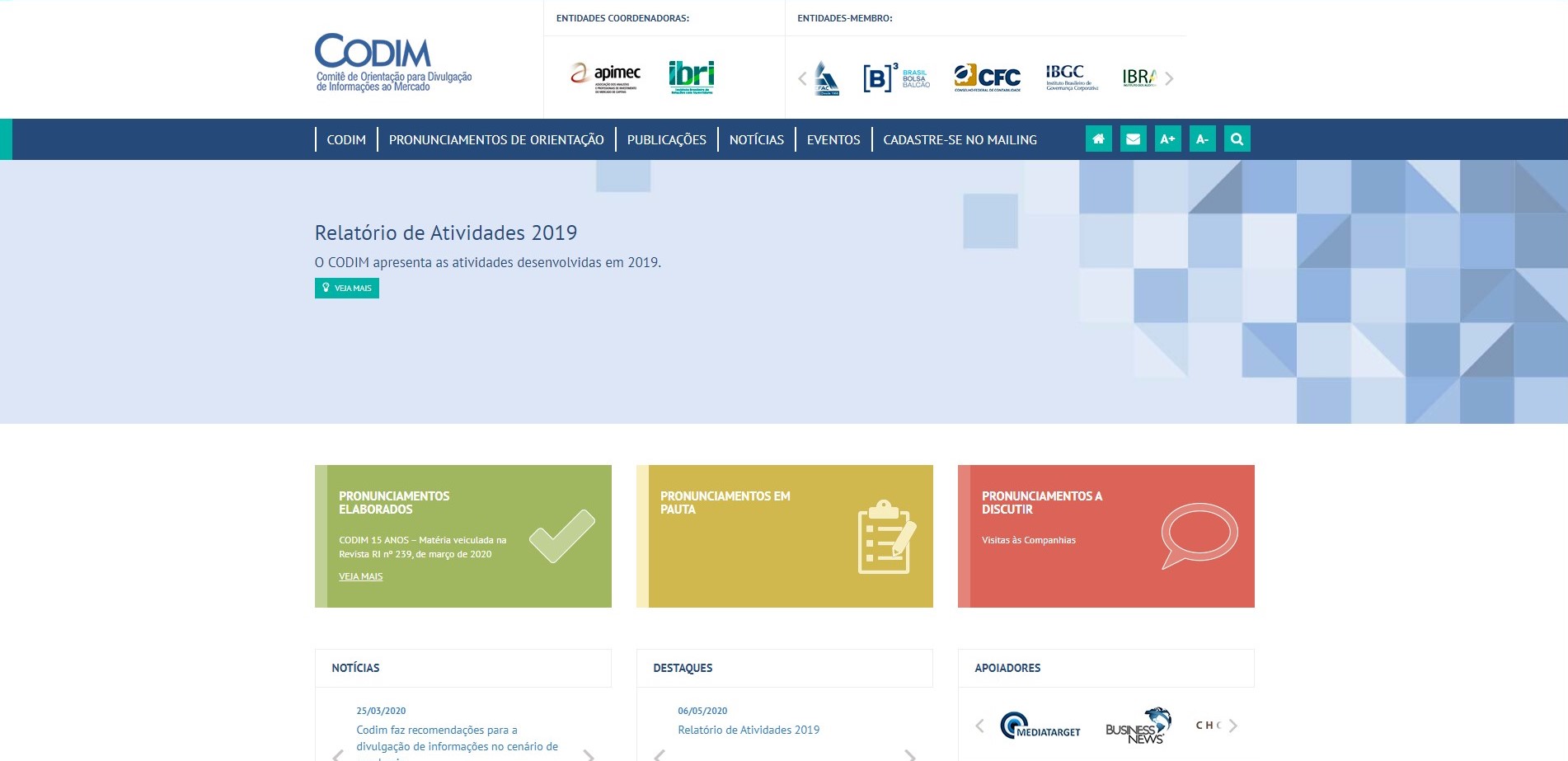 Codim divulga relatório com ações de aperfeiçoamento voltadas ao ...